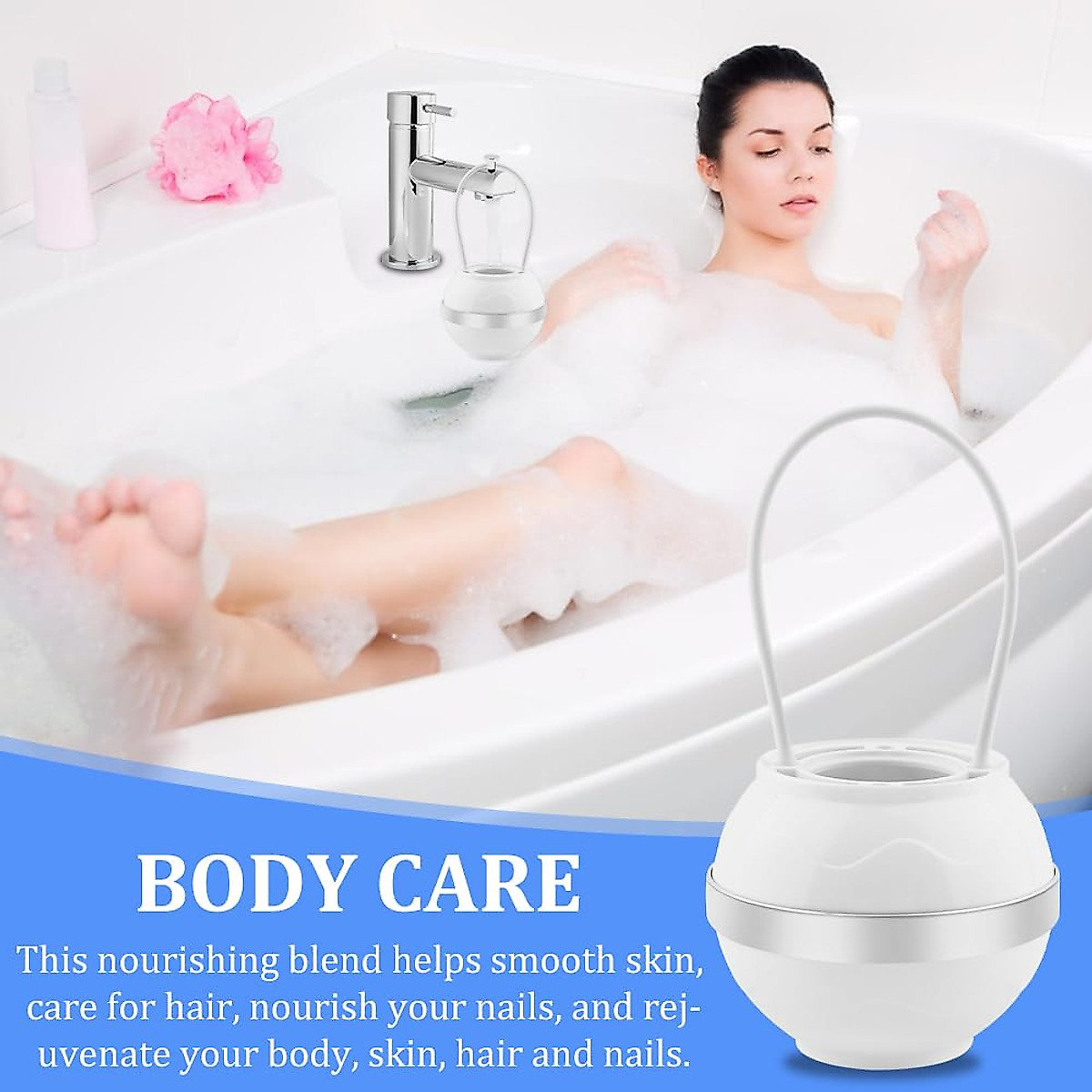 Tookie Bath Ball Filte-r, 8 Stages Bathtub Water Filte-r Bath Filte-r for Tub Faucet with Replacement Filte-r Cartridge, Improves Hair Texture(White)