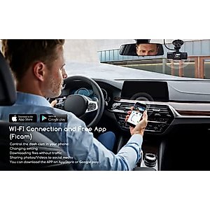Dual Dash Cam with Built-in GPS, COOAU 1080P Front and Inside WiFi Dash Camera for Cars, Sony Sensor, Supercapacitor, 4 IR Night Vision, G-Sensor, Loop-Recording & Parking Mode (D20)