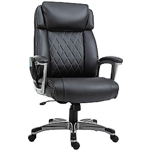 Vinsetto High Back 6-Point Massage Home Office Chair, Swivel Faux Leather Task Chair with Headrest, and Padded Armrests, Black