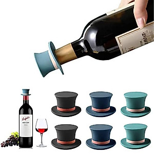 Wine Stoppers, Soft Silicone Wine Bottle Stoppers, Funny Reusable Bottle Caps, Decorative Wine Sealer Preserver Accessory Set Pack of 6 (Multicolored)