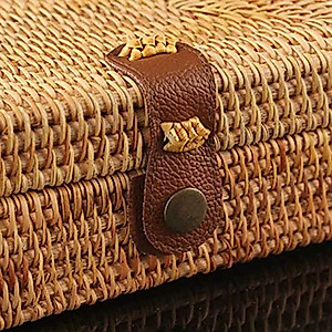 Zinuo Exquisite Straw Bag Women Rattan Woven Shoulder Handbag Summer Beach Crossbody Bag (Square)