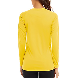 TACVASEN Womens Rash Guard Swim Tops UV Protection Long Sleeve Shirt Outdoors Performance T-Shirt Yellow L