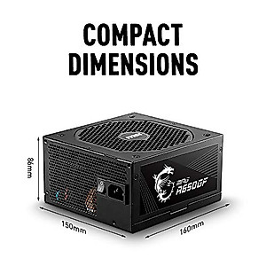 MSI MPG A650GF Gaming Power Supply - Full Modular - 80 PLUS Gold Certified 650W - 100% Japanese 105°C Capacitors - Compact Size - ATX PSU