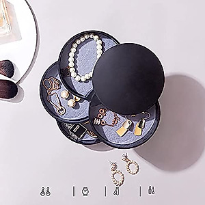 Ldirect Jewelry Organizer 4-Tier Showcase Storage Box Rotating Holder for Women Bracelets Rings Bracelets Earrings (Black)