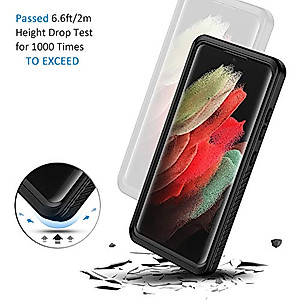 Lanhiem Samsung Galaxy S21 Ultra Case, IP68 Waterproof Dustproof Shockproof Case with Built-in Screen Protector, Full Body Heavy Duty Protective Cover for Galaxy S21 Ultra 5G 6.8 Inch, Black