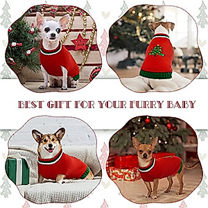 Kuoser Dog Christmas Sweater, Knitted Pet Sweater with Xmas Tree Pattern, Warm Winter Puppy Clothes for Small Medium Dogs Cats Soft Sweater Clothing for Girls Boys Red S-2XL (Red L)