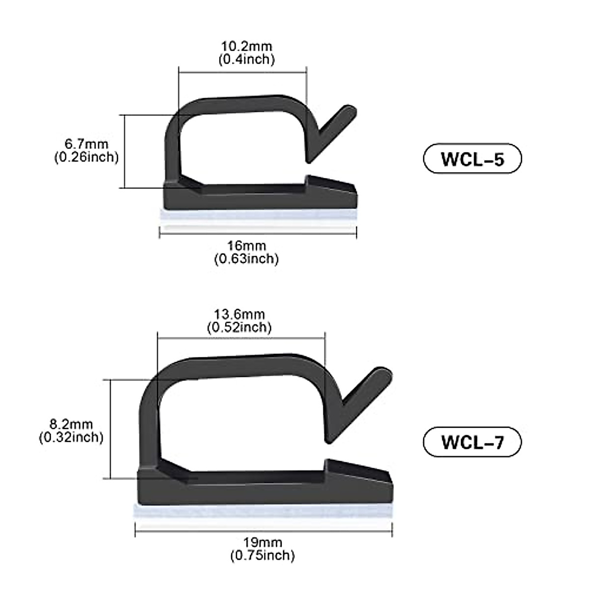 XHF 0.63” Adhesive Cable Wire Clips Black 60pcs, Outdoor Cable Management Wire Organizer Cord Holder for Under Desk, Car, Wall, TV PC Ethernet Cable