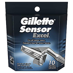 Gillette Sensor Excel Men's Razor Blade Refills, 10 Count