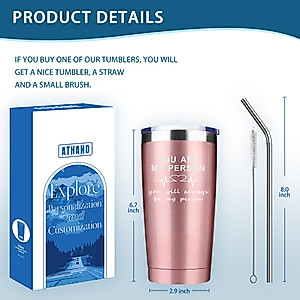 ATHAND Greys Anatomy Stainless Steel Tumbler with Straws Lid 20oz - You Are My Person Rose Gold Vacuum Insulated Tumbler Coffee Cup Double Wall Large Travel Mug-Brirthday Gifts for Her Women,1 Pcs