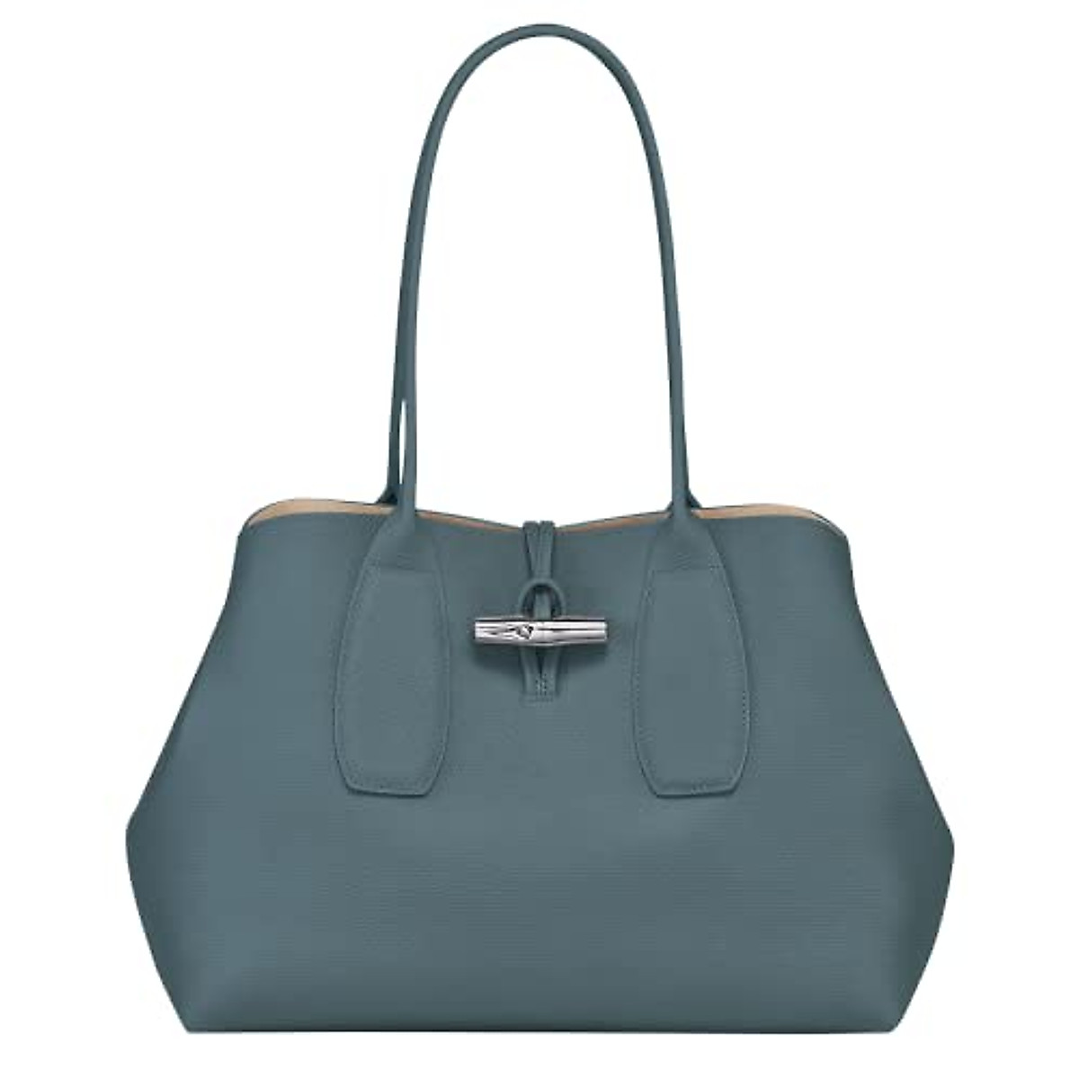 Longchamp 'Roseau' Leather Shoulder Tote Handbag, Blue