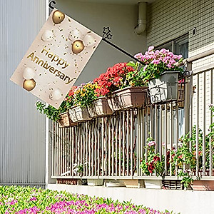 Maicaiffe Happy Anniversary Garden Flag - Wedding Anniversary / Company Anniversary Party Lawn Yard Flag, Outdoor Indoor Decor - Double Sided