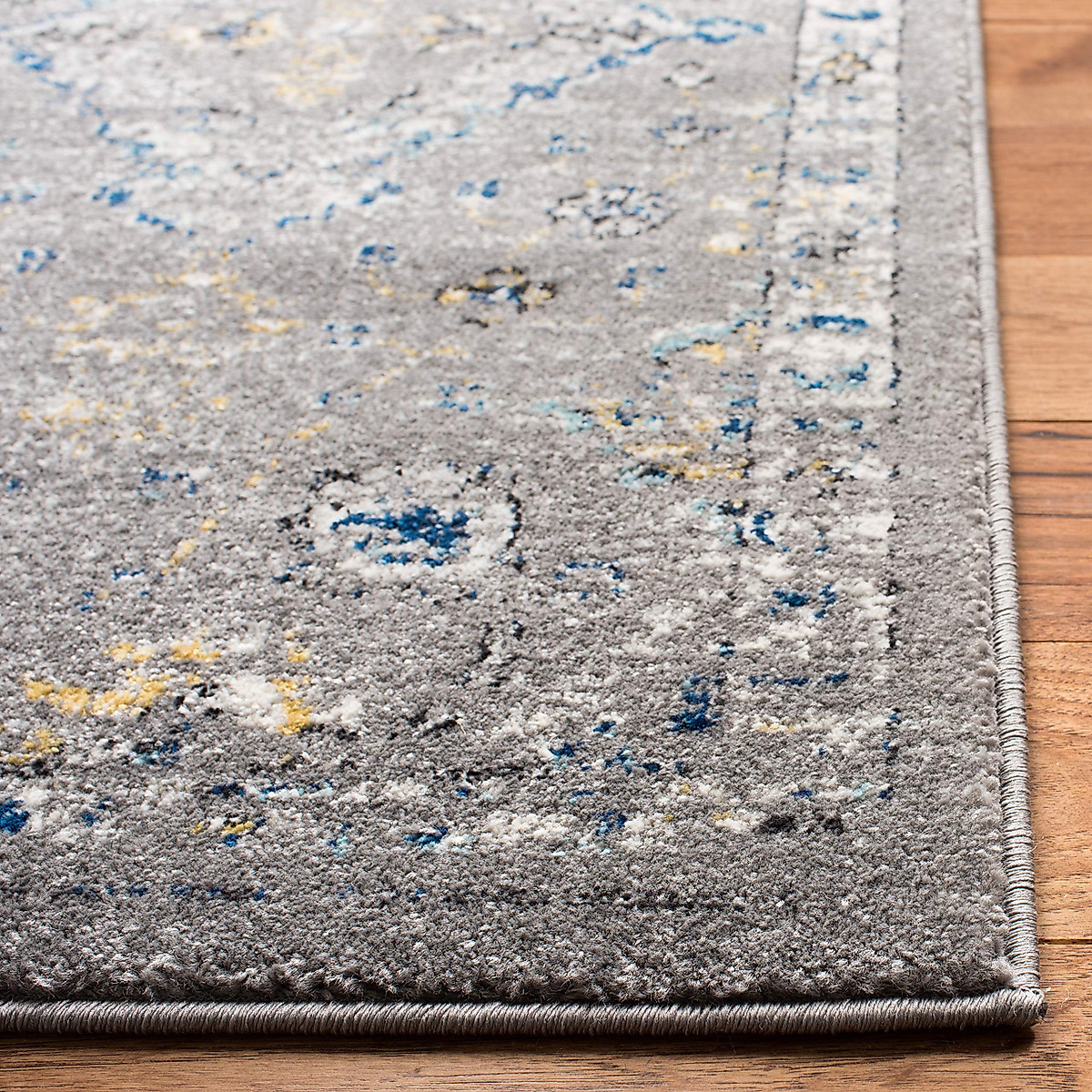 SAFAVIEH Evoke Collection 8' x 10' Dark Grey / Yellow EVK224G Boho Oriental Non-Shedding Living Room Bedroom Dining Home Office Area Rug