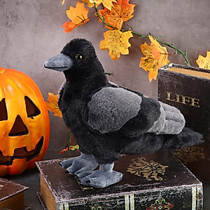 Aoriher 12 Inch Crow Plush Stuffed Animal Soft Black Fluffy Plush Toy Realistic Bird Stuffed Animal for Home Decoration Pet Party Favors Animal Collection Supplies