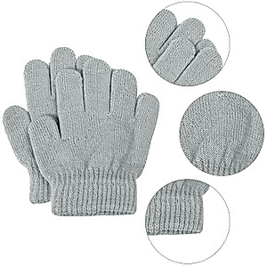 Cooraby 16 Pairs Winter Kids Warm Magic Gloves Full Fingers Stretchy Knitted Gloves for Boys or Girls