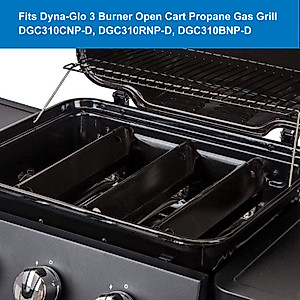Uniflasy Grill Heat Shield Tent Replacement for Dyna-Glo 3-Burner Cart Propane DGC310CNP-D DGC310RNP-D DGC310BNP-D DGB305CNP DGB313CNP Porcelain Steel Heat Plate Flame Tamer Parts, 3 Pack
