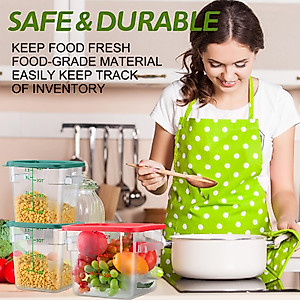 Lallisa 4 Pcs 6 Qt and 4 Qt Food Storage Containers with Lids and Handles Square Food Containers with Scales Polycarbonate Air Tight Containers for Home Storage Kitchen Restaurant