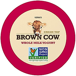 Brown Cow Cream Top Strawberry on the Bottom Whole Milk Yogurt, 5.3 oz. Cup- Creamy, Delicious Yogurt