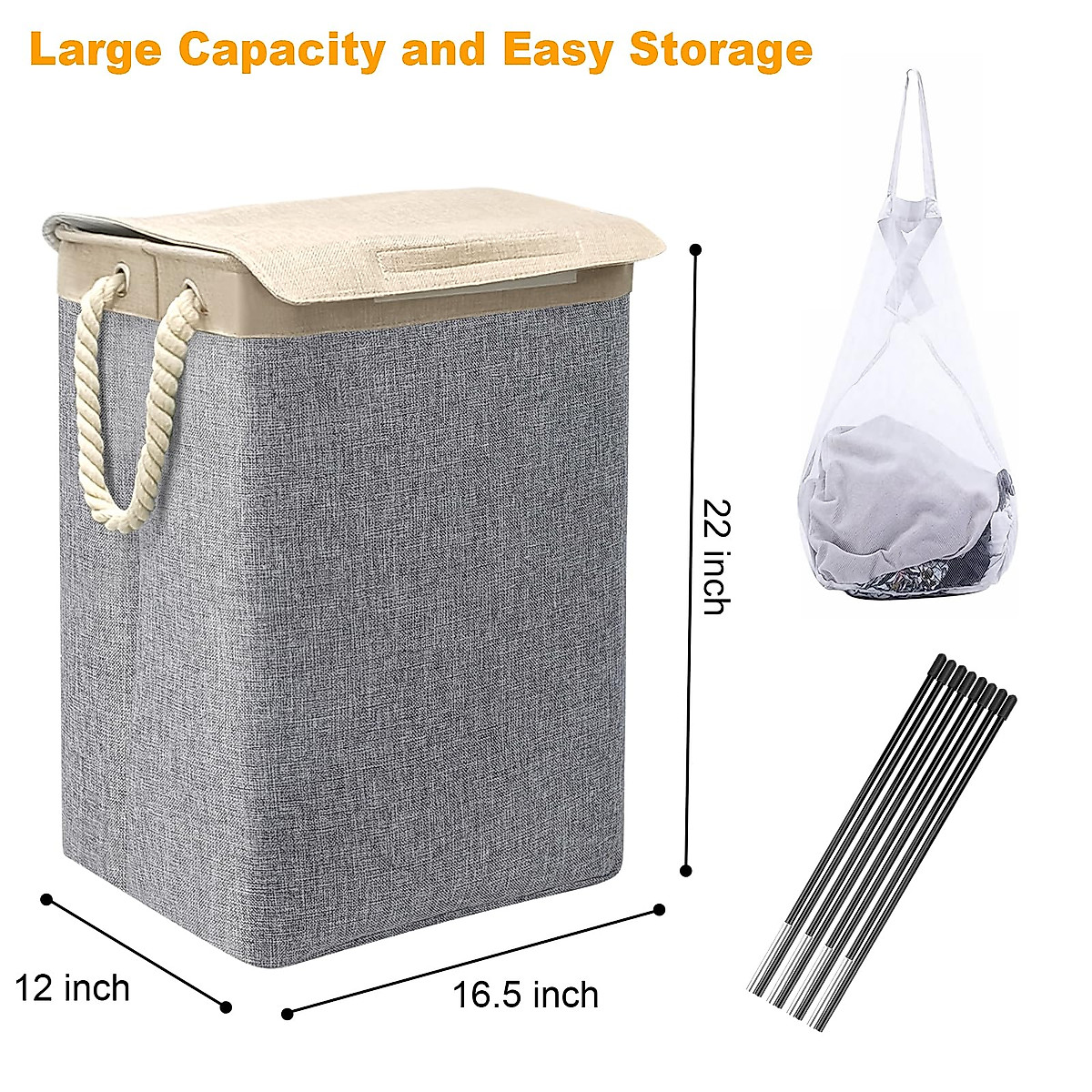 Laundry Hamper with Lid, 76L Foldable Dirty Cloth Basket Laundry Basket Cloth Storage Basket Fabric Storage Bucket Dirty Cloth Basket Storage Basket for Cloth Toy Blanket