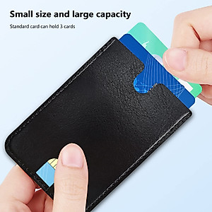 Wansurs 3 Pack Phone Card Holder for Back of Phone, Leather Phone Wallet Stick On, Credit Card Holder for Phone Case Compatible with iPhone, Samsung, Android and All Cell Phone (Black)