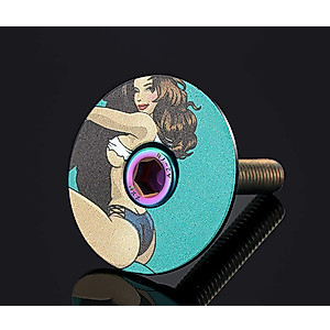 1 1/8 Inch Aluminum Alloy Headset Top Cap & Titanium Bolt Set , Bicycle Headset Cap, Mountain Bike Stem Top Cap Cover, Front Fork Stem Top Caps, Headset Cover Screws Set for MTB Road XC FR Bike Stems