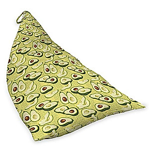 Ambesonne Avocado Lounger Chair Bag, Cartoon Ripe Avocados in Slices with Pattern Raw Tropical Fruit, High Capacity Storage with Handle Container, Lounger Size, Green Pale Green Brown
