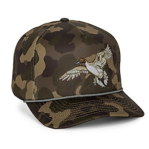 Pintail Duck Throwback Camo Trucker Hat 5-Panel Rope Cap Waterfowl Hat, ComfortSnap Snapback