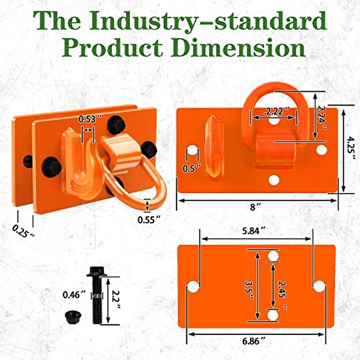 Tractor Bucket Hooks | Grade 70 Forged Steel Bolt On Grab Hook Tow Hook Mount| Heavy Duty Tractor Bucket Accessories | Perfect for Tractor Bucket, RV, UTV, Truck and More, Max 17000 lbs Orange, 2 Pack