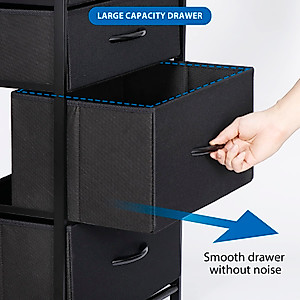 ZENY Vertical Dresser Storage Tower with 5 Drawers - Sturdy Metal Frame, Wood Top, Easy Pull Fabric Bins - Organizer Unit for Bedroom, Hallway, Entryway, Closet & Nursery