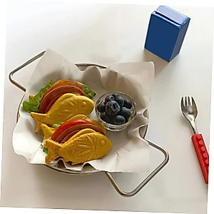 Mobestech 1pc Snack Stainless Dish Handles Cafeteria Serving Container Restaurant Double Home Steel with Fruit Camping Appetizer Party Dried Anti-scalding Tray Plates Food Dessert Cm Picnic