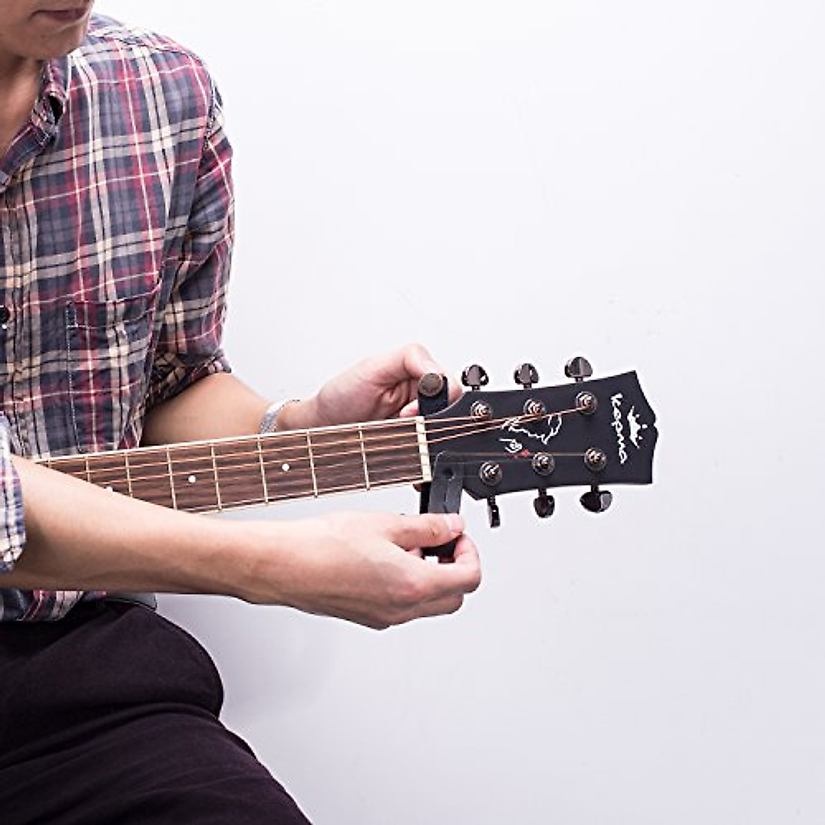 POYOLEE Leather Guitar Neck Strap Button Guitar Headstock Strap Tie, Black/Anti Copper