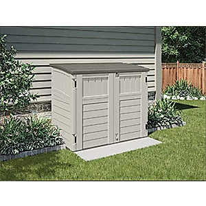 Suncast Horizontal Outdoor Storage Shed for Backyards and Patios 34 Cubic Feet Capacity for Garbage Cans, Tools and Garden Accessories, No Size, Vanilla