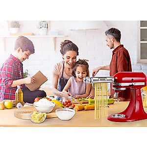 Pasta Maker Attachment for KitchenAid Stand Mixers, 3 in 1 Set Pasta Machine Attachment included Pasta Sheet Roller, Spaghetti Cutter, Fettuccine Cutter