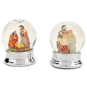 Dicksons Holy Family Christmas Nativity Snow Globes 2 Assorted, 12 Pack