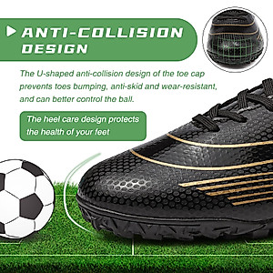 Indoor Soccer Shoes Mens Soccer Cleats Women Turf Soccer Shoes Men Zapatos de Futbol para Hombres Football Cleats Women Tacos de Futbol para Hombre Tacos de Futbol Youth Futsal Shoes TF Black