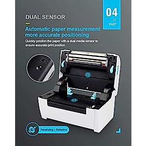 with U Disk (Driver.Software, Video are in U Disk) Label Maker Printer Thermal Barcode Shipping Printer Bluetooth and USB 110mm 4X6 Shipping Sticker Label Printer 4 inch (USB+Bluetooth Port)