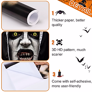 Halloween 3D Nun Door Cover Sticker, 30 x 80 Inch Lifelike Scary Ghost Nun Wallpaper for Front Door Decor, Party Outdoor Supplies