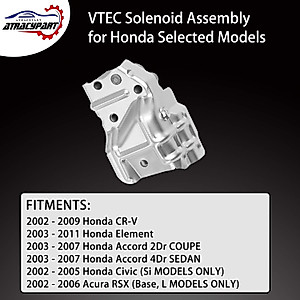 Spool Valve Assembly VTEC Solenoid with Timing Oil Pressure Switch and Gasket | for Honda Accord CRV CR-V Civic Si Element Acura RSX | Replace# 15810-RAA-A03 15810-PNE-G01 15810-PPA-A01 15810-RAA-A01