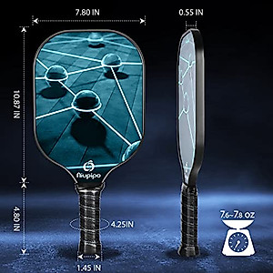niupipo Pickleball Paddle, Composite Pickleball Racket Polypropylene Honeycomb Core Fiberglass Face Ultra Cushion 4.8In Grip 7.62oz with Pickleball Paddles Cover, USAPA Pickleball Paddle, Blue Paddle