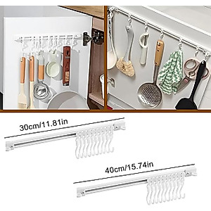 Aasipsuo Multifunctional Slide Rail Hook, Key Hook Track Wall Mounted, Hanging Pot Rack Hanger, Adhesive Coat Hook Rail, Multi-Purpose Rail Hook for Kitchen Cabinet (30cm/11.81in)