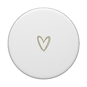 Beige White Minimalist Heart PopSockets Standard PopGrip