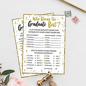 90shine 60Ct Who Knows Graduate Best Graduation Game Cards 2024 2025 - Grad Party Supplies Decorations