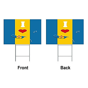 Autravelco I Love My Country Madeira Yard Signs with Stakes Party Supplies Décor for Rent 12x18 Inch Personalized Yard Lawn Sign Country Flag Patriotic Metal Lawn Sign for Real Estate House