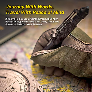 TF TAKEFLIGHT Tactical Pen Multitool, Diamond Thread Grip, Strong Rugged Aircraft Grade Aluminum EDC Survival Gear, Pocket Military Style Writing Glass Breaker for Men, Ideal Gift for Dad, Black…