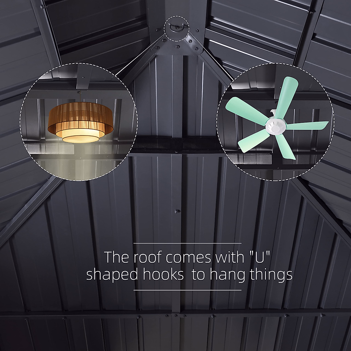 PURPLE LEAF 12' X 12' Hardtop Gazebo Aluminum Frame with Galvanized Steel Double Roof for Patio Lawn and Garden, Navy Blue Curtains and Netting Included Grey Outdoor Gazebo