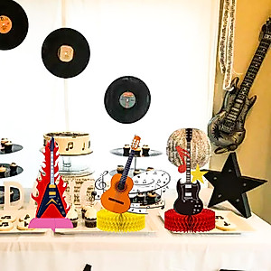 Music Guitar Honeycomb Centerpieces 13Pcs Guitar Birthday Party Table Centerpieces Rock Guitar Table Decorations Music Birthday Party Decoration for Music Instrument Baby Shower Supplies