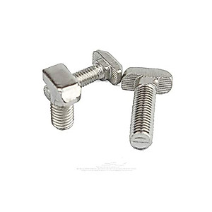 Kammas 20pcs 20 Series M5 Hammer Head T-slot M510/12/16/20/25mm T Bolt Screw Nickel Plated For 2020 Aluminum Profile - (Color: M5x20mm)