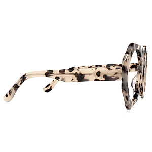 Zeelool Stylish Oversized Acetate Geometric Eyeglasses Frame for Women with Non-prescription Clear Lens Hugh ZOP01887-04 Light-Tortoise