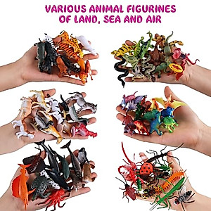 Animal Figures, 72 PCS Realistic Mini Dinosaur Insect Sea Farm Reptile Wild Jungle Animal Toys, Zoo Animals Playset, Cake Topper Party Favors for Kids 1, 2, 3 Year Olds
