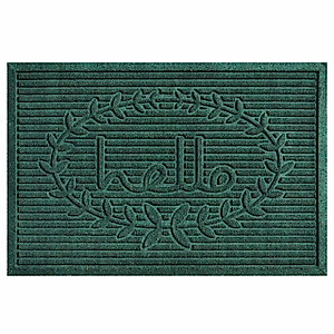 Calloway Mills 103152436 Poly Hello Indoor/Outdoor Mat, 24" x 36", Dark Green