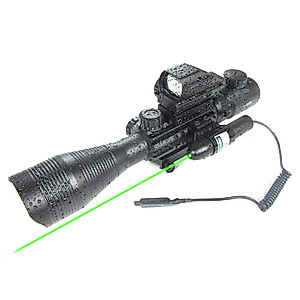 Rifle Scopes Combo 4-12X50eg Riflescopes Tactical Dual Illuminated Optical Holographic Red/Green Reflex Dot Sight Bullet-Shape Laser for Hunting Practitioner